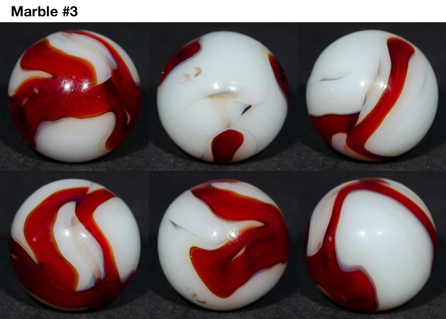 Red and white swirls x3 - Marble I.D.'s - Marble Connection