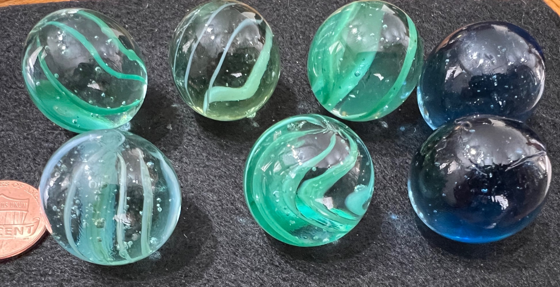 Vitro Agate Caged Cats Eyes / Clear Blue Shooters??? - Marble I.D.'s ...